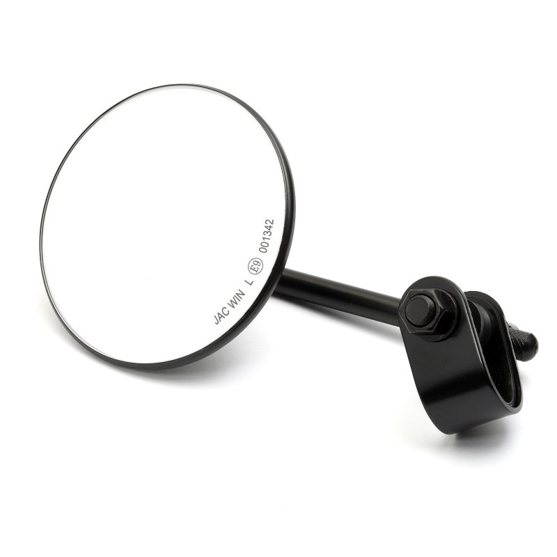 Custom Mirror round 4" black with E-mark, short Stem with Clamp, 16,95